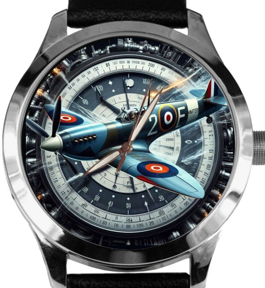 CLASSIC WW-II RAF SUPERMARINE SPITFIRE DOGFIGHT AVIATION ART SOLID ...