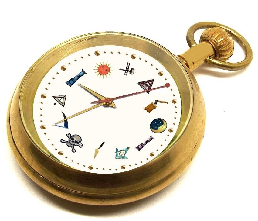 VINTAGE MASONIC SYMBOL DIAL LARGE 50mm 17 JEWEL FREEMASONRY BRASS ...