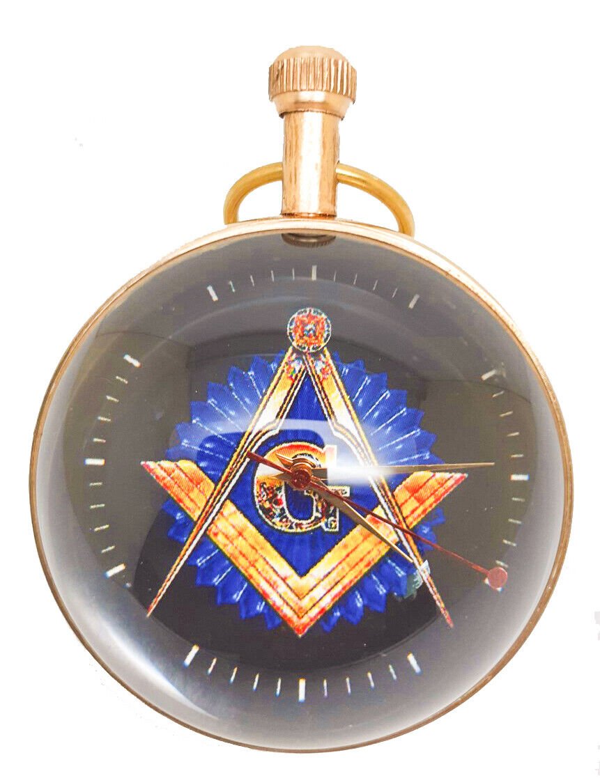 MASONIC SAPPHIRE BLUE FREEMASON LOGO SOLID BRASS MECHANICAL BALL CLOCK ...