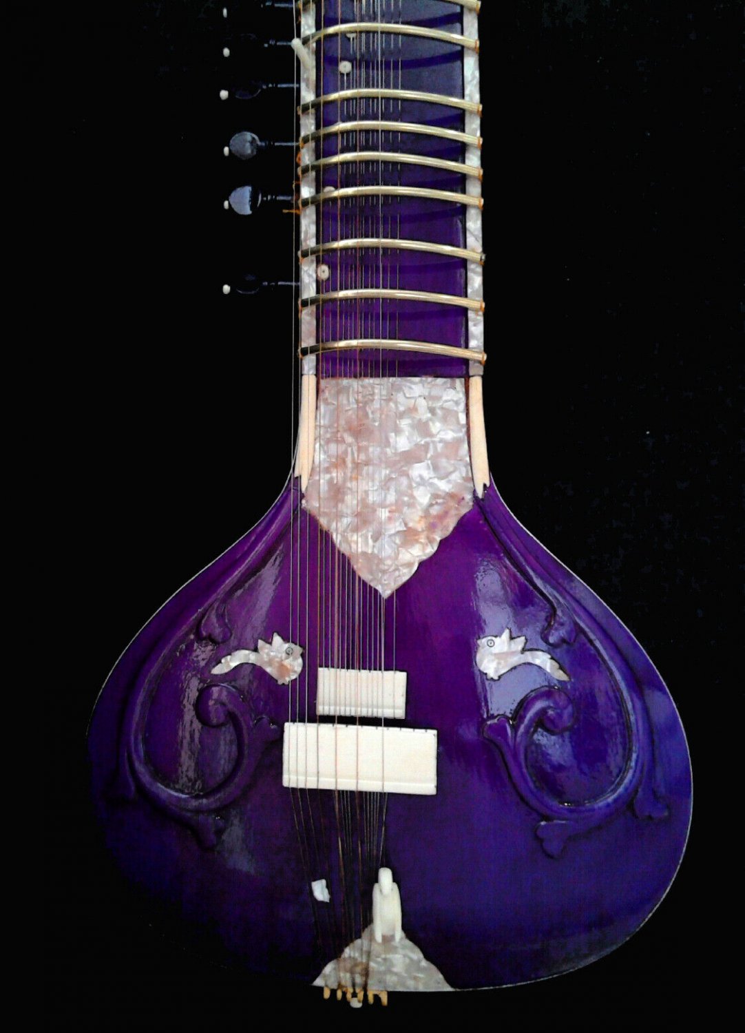 PURPLE HAZE INDIAN SITAR ELECTRIC RESONATING GUITAR FUSION IN CEDAR w ...