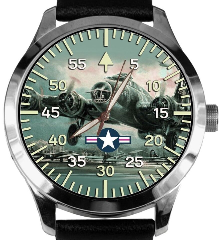 USAAF B-17 FLYING FORTRESS VINTAGE BLUE SEPIA ART SOLID BRASS ...