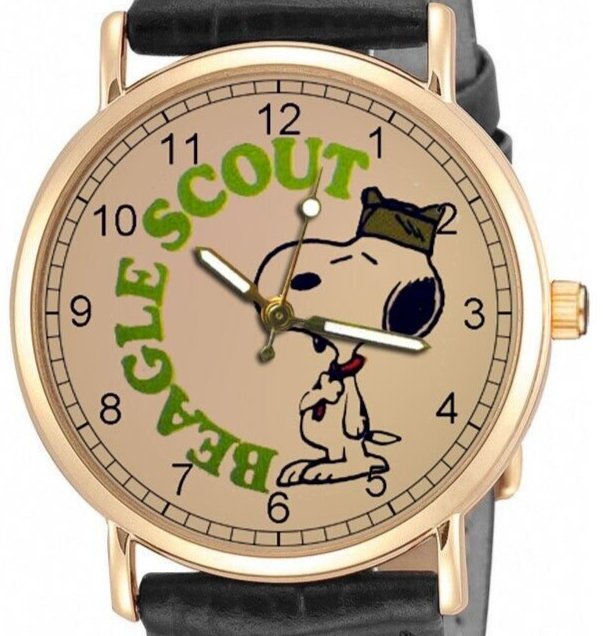 VINTAGE SNOOPY "BEAGLE SCOUT" KHAKI & GOLD COLLECTIBLE BOYS 30 mm BRASS ...
