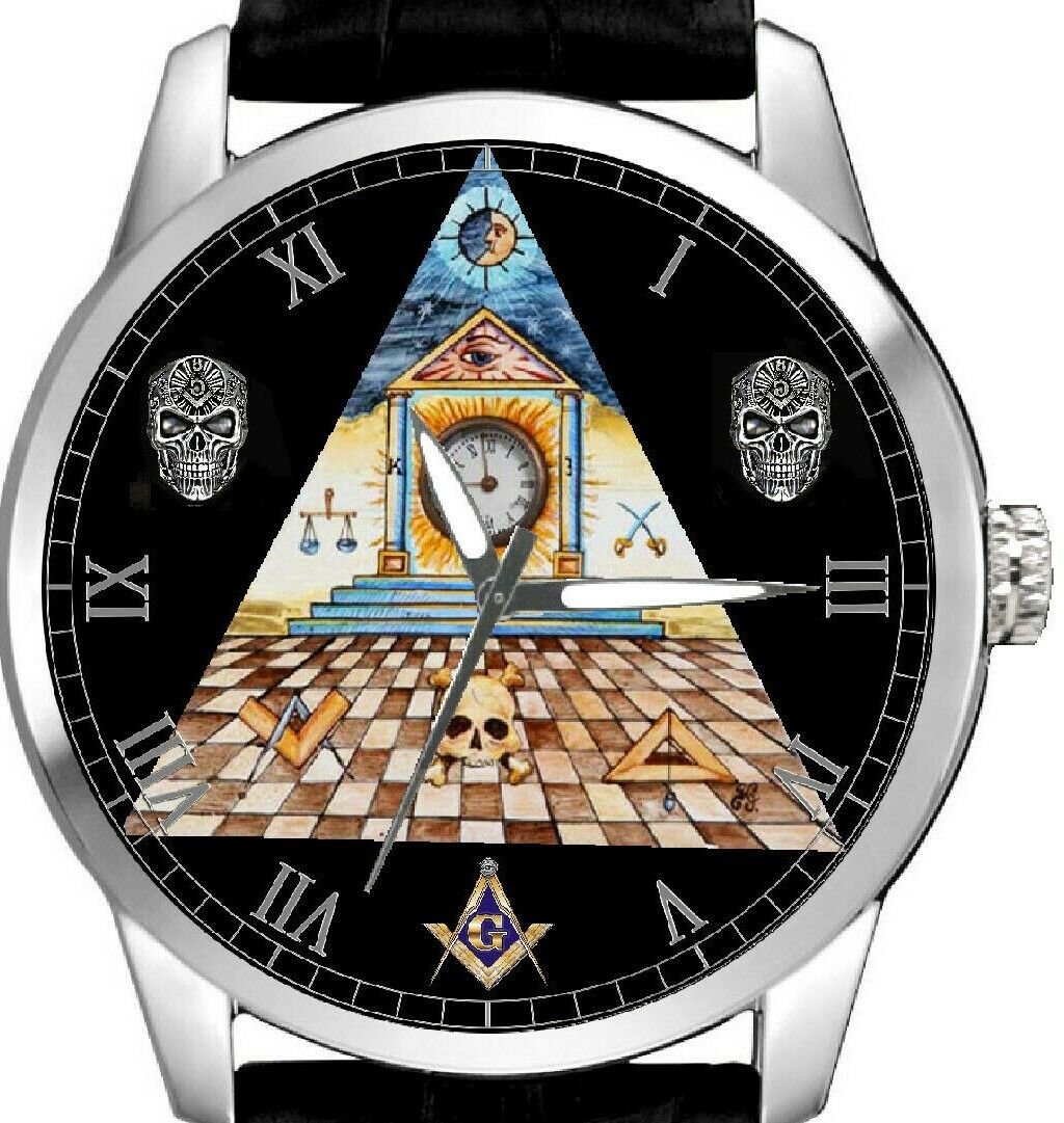 MASONIC TRIANGLE ILLUMINATI SYMBOLIC SKULLS ART SOLID BRASS FREEMASONRY ...