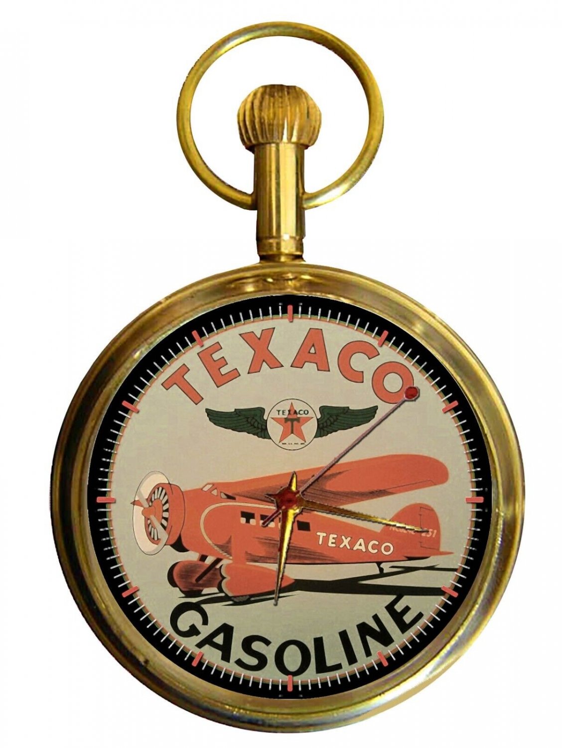 TEXACO AVIATION OIL GASOLINE SIGN COLLECTIBLE 17 JEWEL SOLID BRASS ...