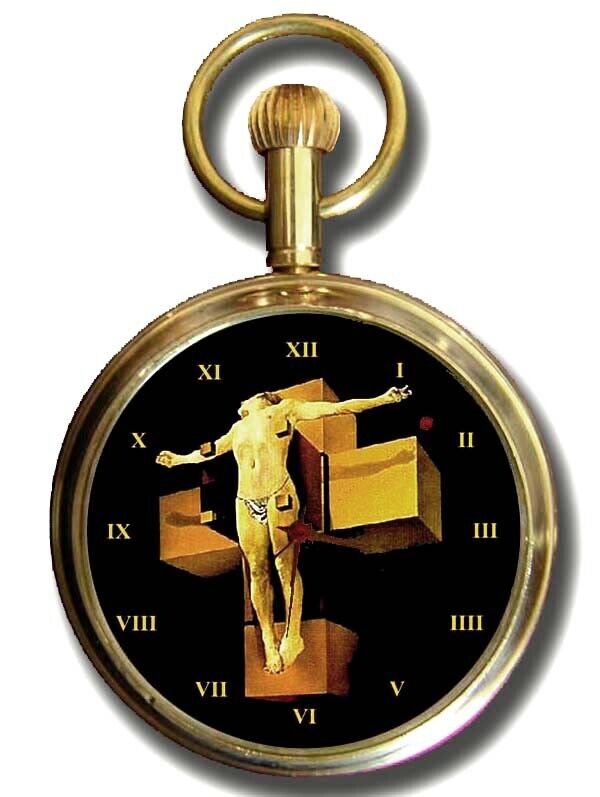 SALVADOR DALI CRUCIFIXION OF CHRIST SURREAL ART 50mm 17 JEWEL BRASS ...