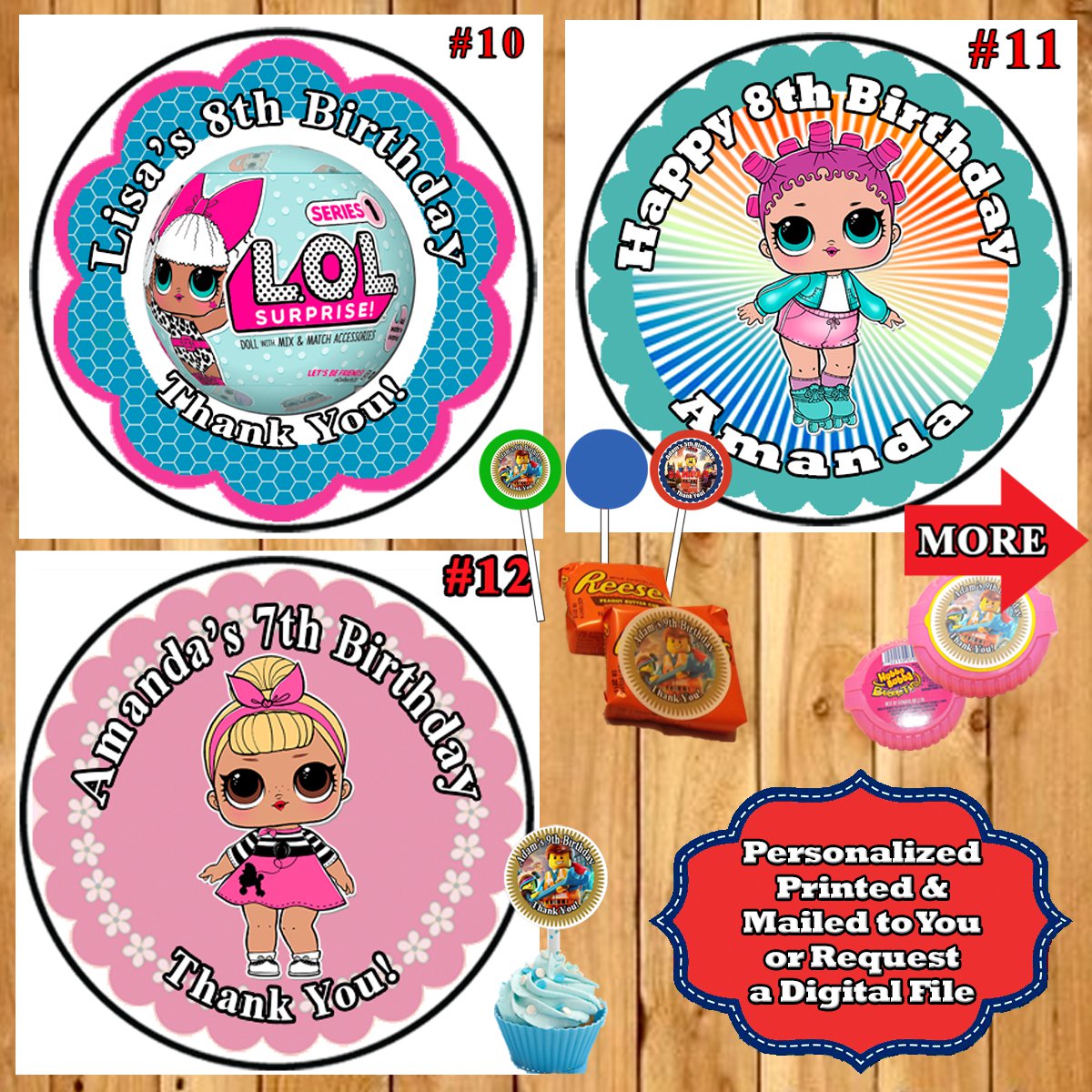 LOL Surprise Birthday Stickers Round 1 Sheet Personalized