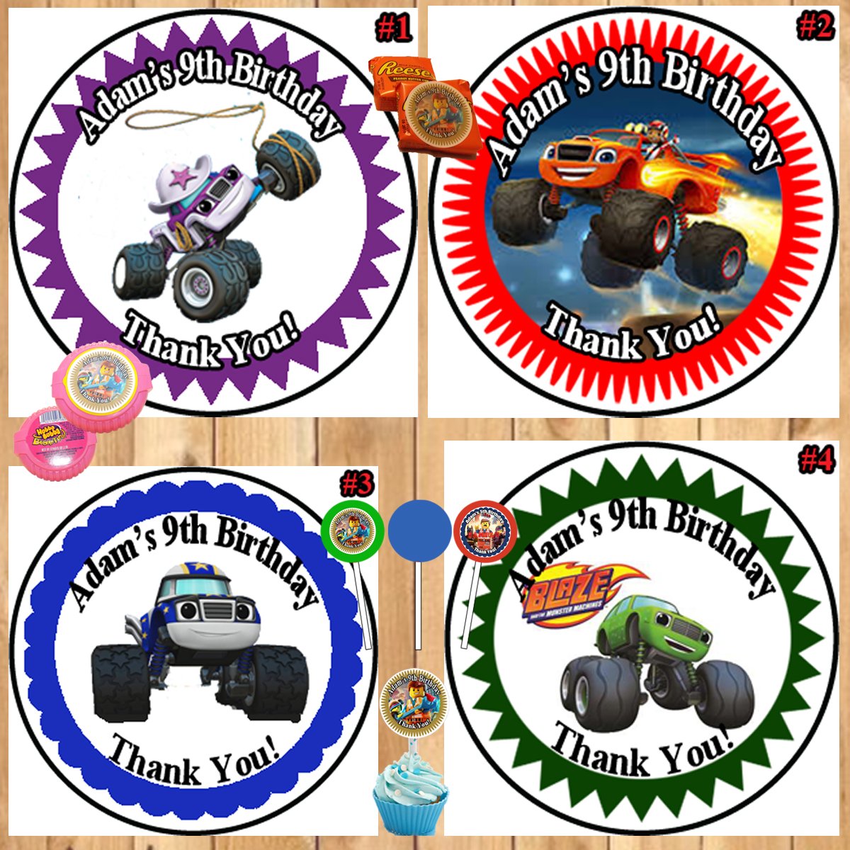 Blaze The Monster Machine Birthday Stickers Round 1 Sheet Personalized