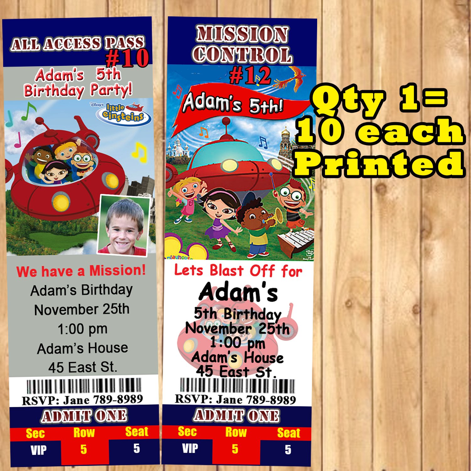 Little Einsteins Birthday Invitations 10 ea Personalized Custom Made