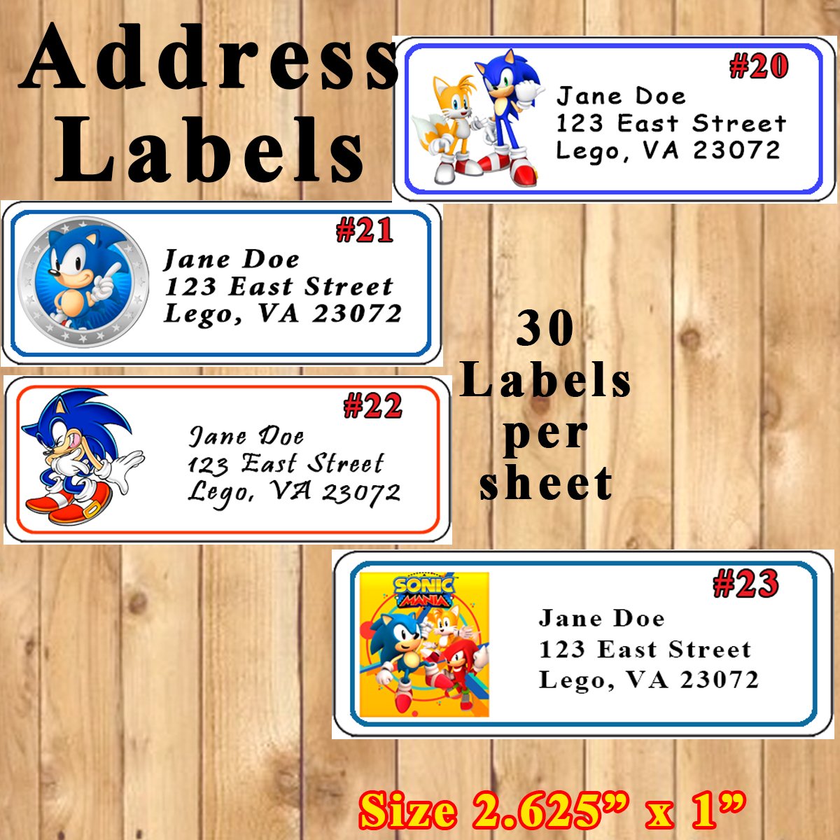 Sonic Birthday Stickers Round 1 Sheet Personalized