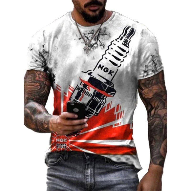 3D Printed NGK NGK Spark Plug T Shirts Men Fashion Casual Cool Short ...