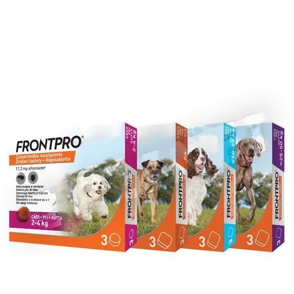 FRONTPRO 3 chewable tablets flea & tick 5 weeks for 25-50kgs dogs