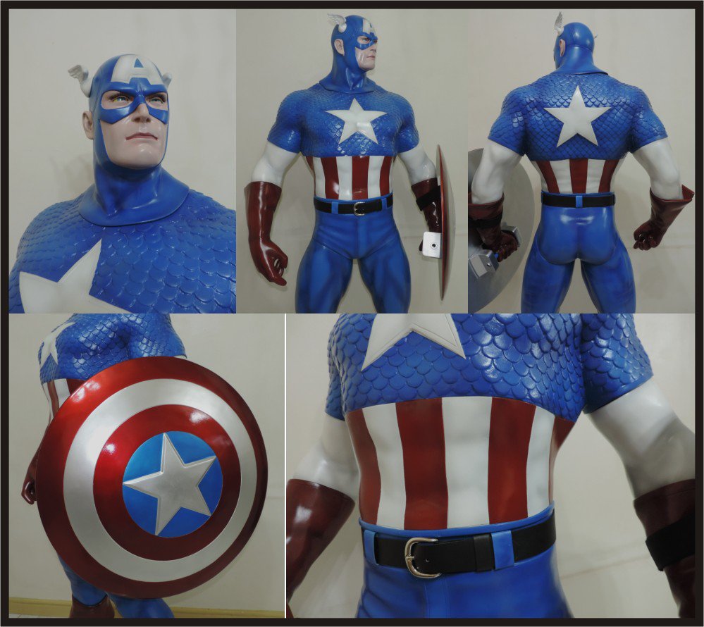 Custom Made Life Size Classic Captain America Superhero Statue Prop