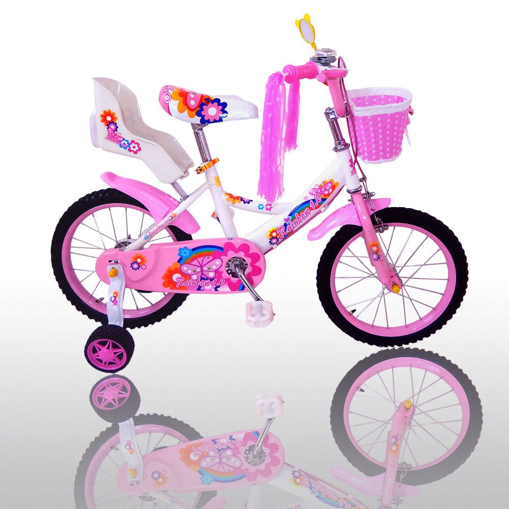 Girls Bike With-Training-Wheels-Steel-Frame