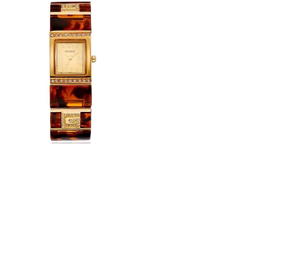 Brown Tortoise Shell Color/ Crystals Watch Mechanical Sousou Ladies