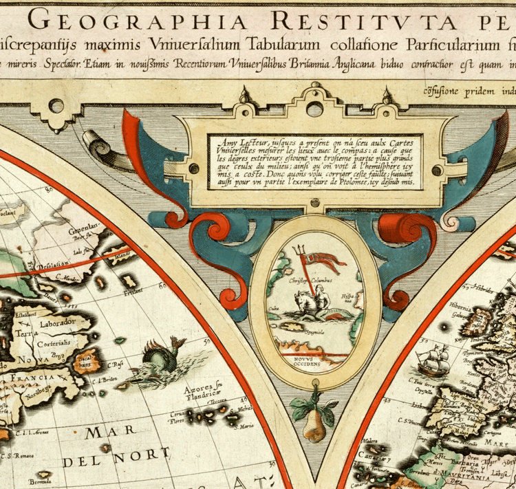 ANTIQUE WORLD MAP 1618 - fine reproduction