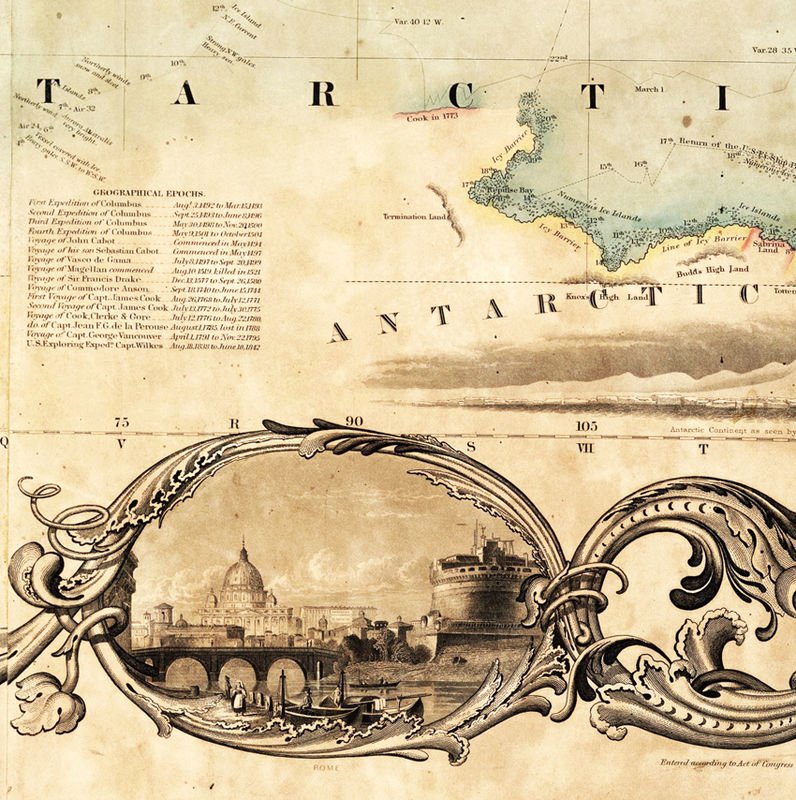 WONDERFUL OLD WORLD MAP 1847 MERCATOR PROJECTION - fine reproduction