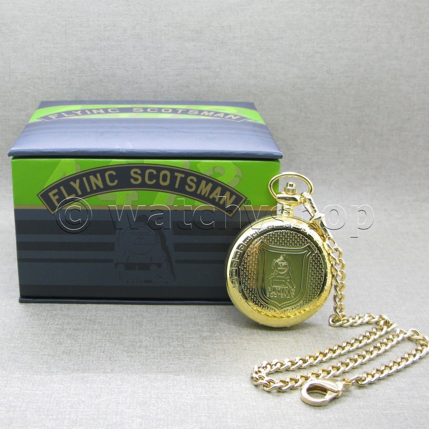 Flying Scotsman Mechanical Pocket Watch Big Gold Skeleton with Chain ...