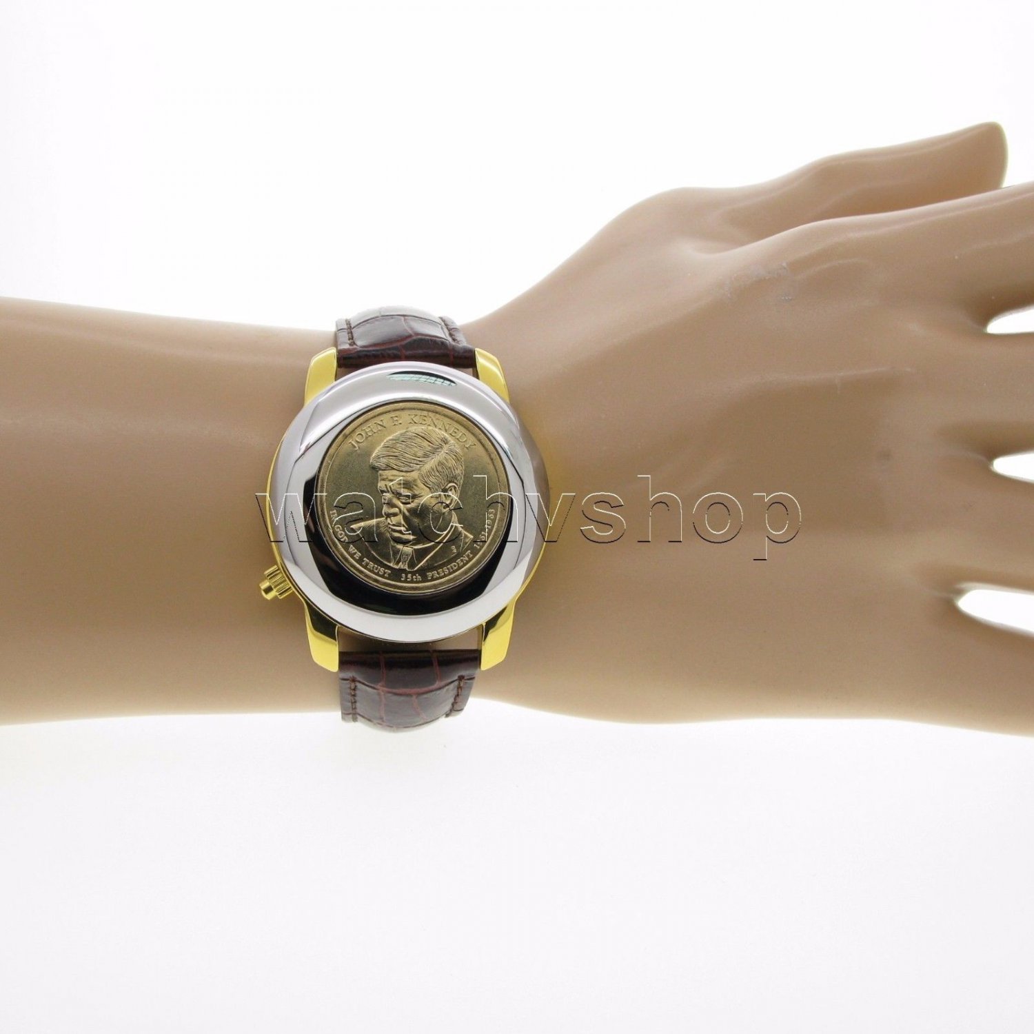 JF KENNEDY 1 Dollar Coin President Watch Japan Quartz + Date & Cover ...