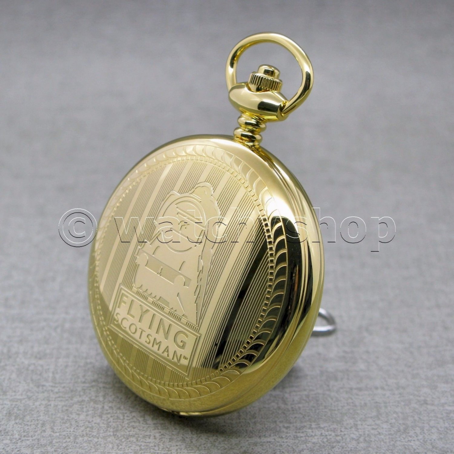 Flying Scotsman STEEL Mechanical Pocket Watch Gold Skeleton Large 50 MM ...