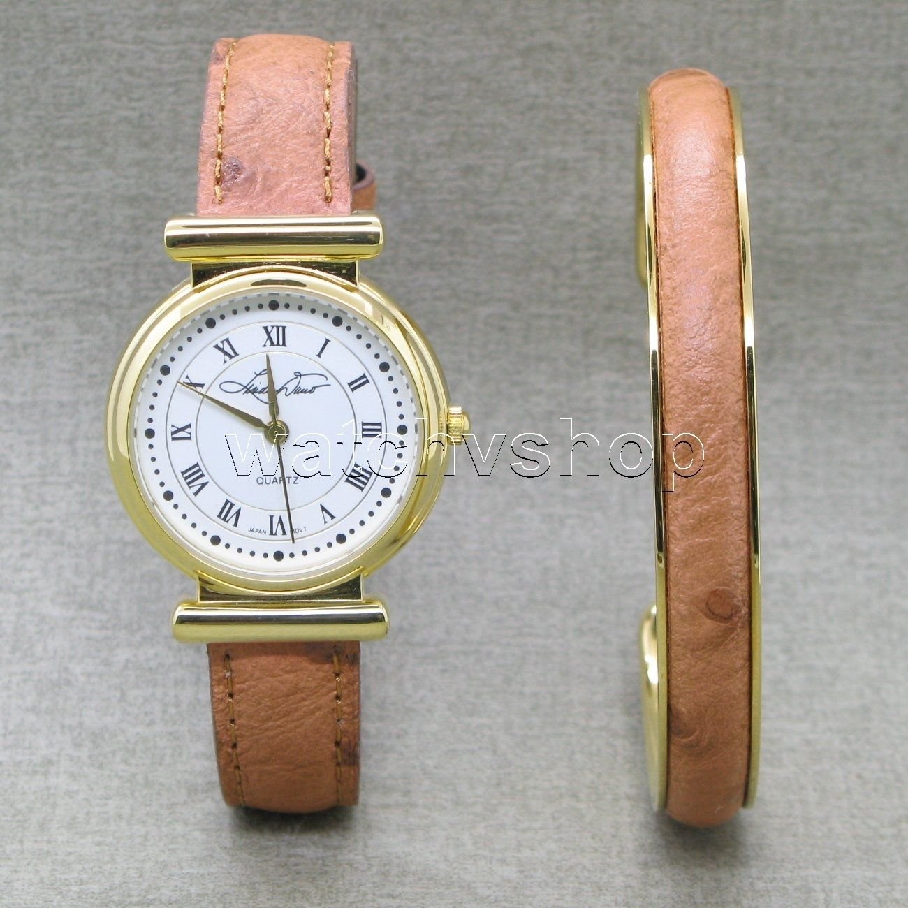 Linda Dano GOLD Women Watch with Matching Leather Bangle Japan Movement ...