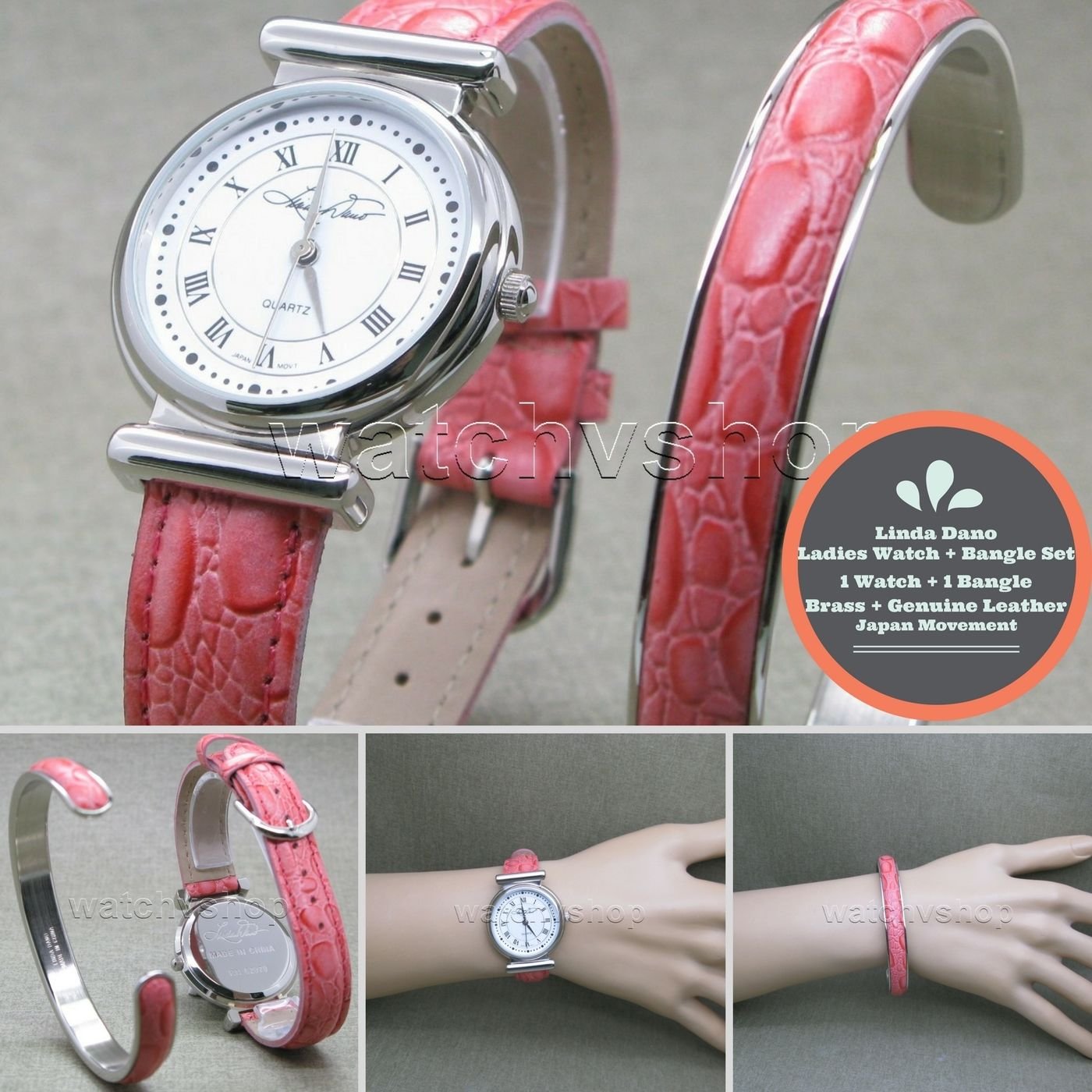 Linda Dano SILVER Women Watch Set with Matching Bangle Japan Movement WL26