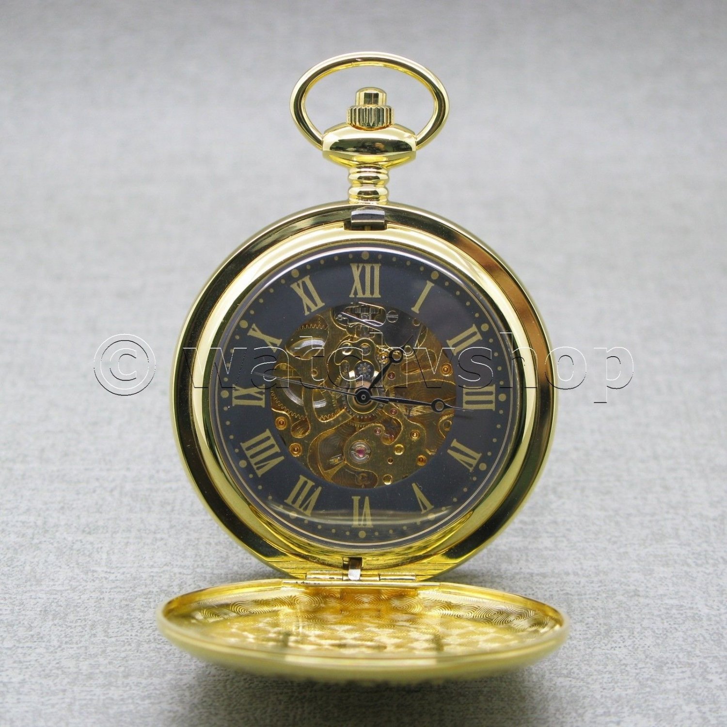 Gold Mechanical Pocket Watch FLYING SCOTSMAN Big XL 50 MM with Chain ...