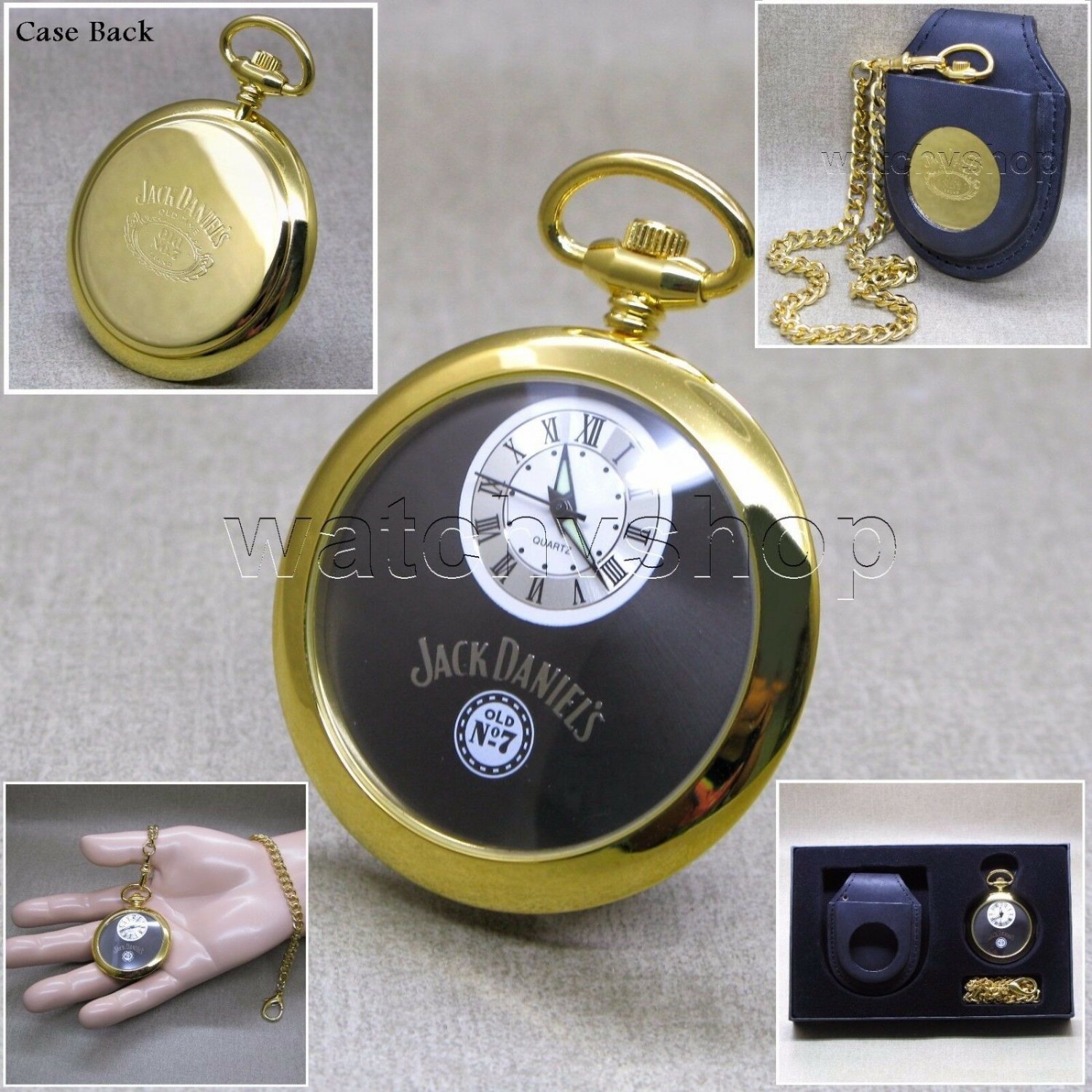 Jack Daniels Limited Old No 7 Pocket Watch with Leather Pouch Gold Men ...