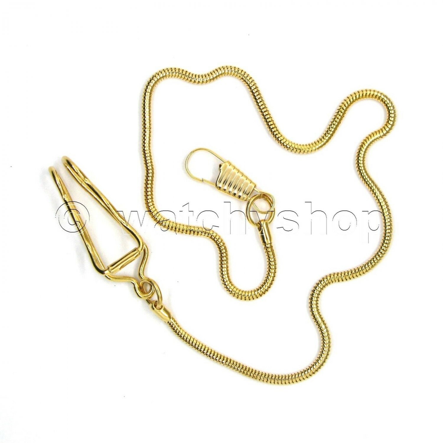 Retro GOLD SNAKE Pocket Watch Chain Fob 14" Belt Clip Men Accessory ...