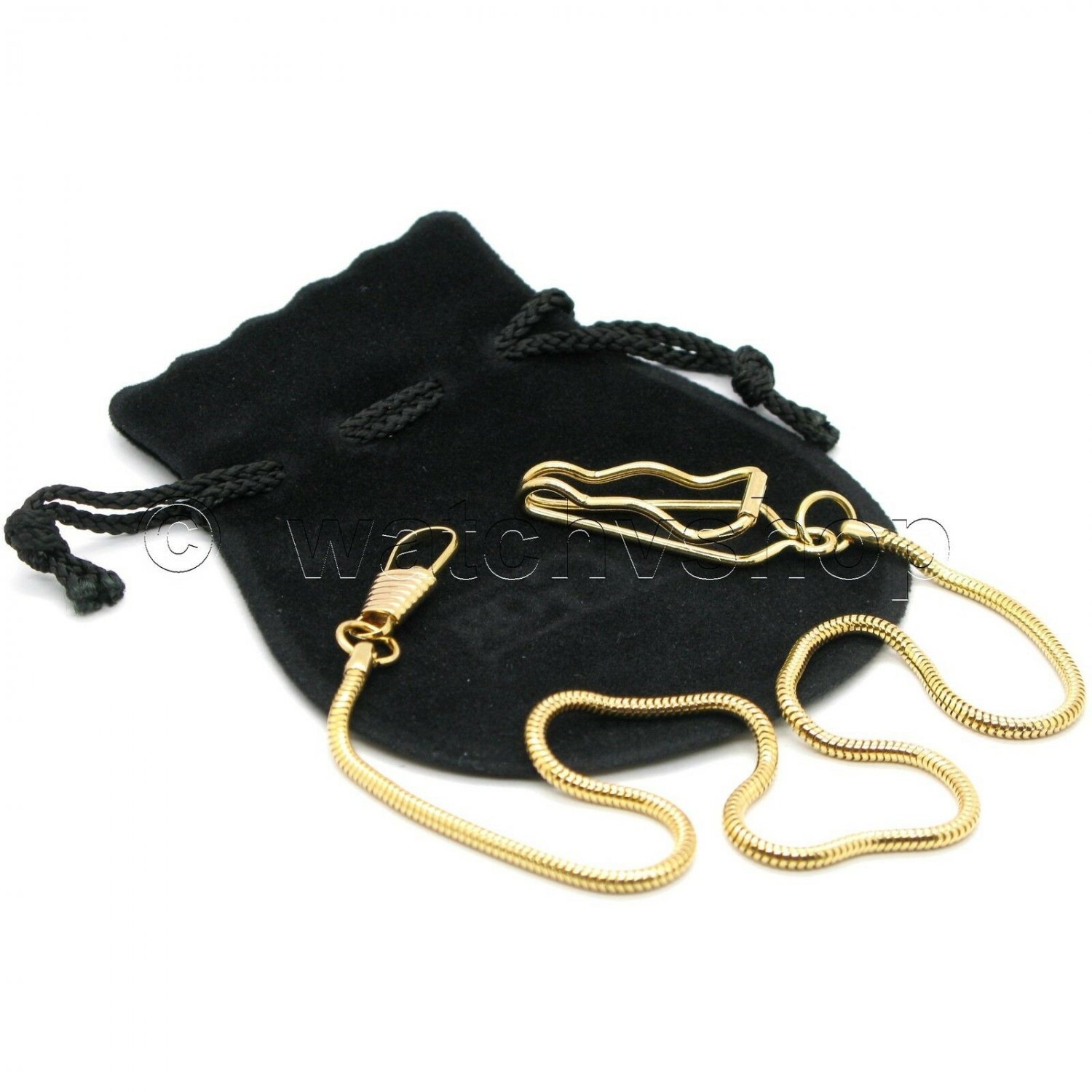 Retro GOLD SNAKE Pocket Watch Chain Fob 14" Belt Clip Men Accessory ...