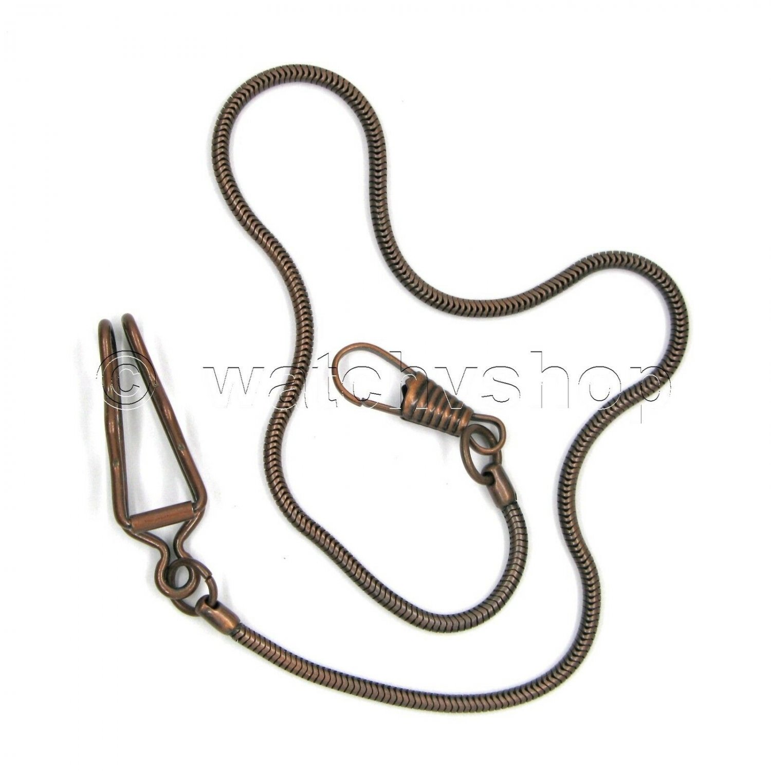 NEW Vintage BRONZE SNAKE Pocket Watch Chain 14" Fob Belt Clip Men ...