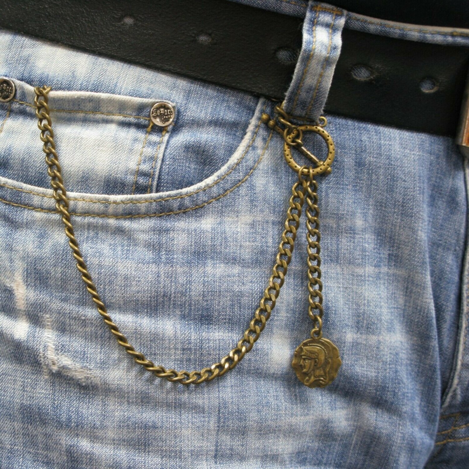 Albert Chain Pocket Watch Chain Brass Color 2 Ways Vests & Jeans Fob T ...