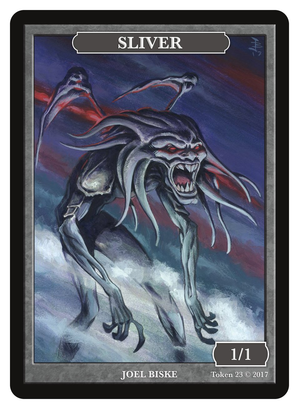 Limited Edition Sliver Token for MTG ( Art by Joel Biske)