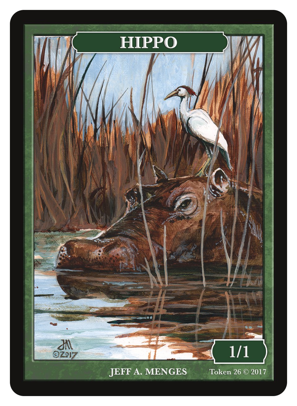 Limited Edition Hippo Token for MTG ( Art by Jeff A. Menges)