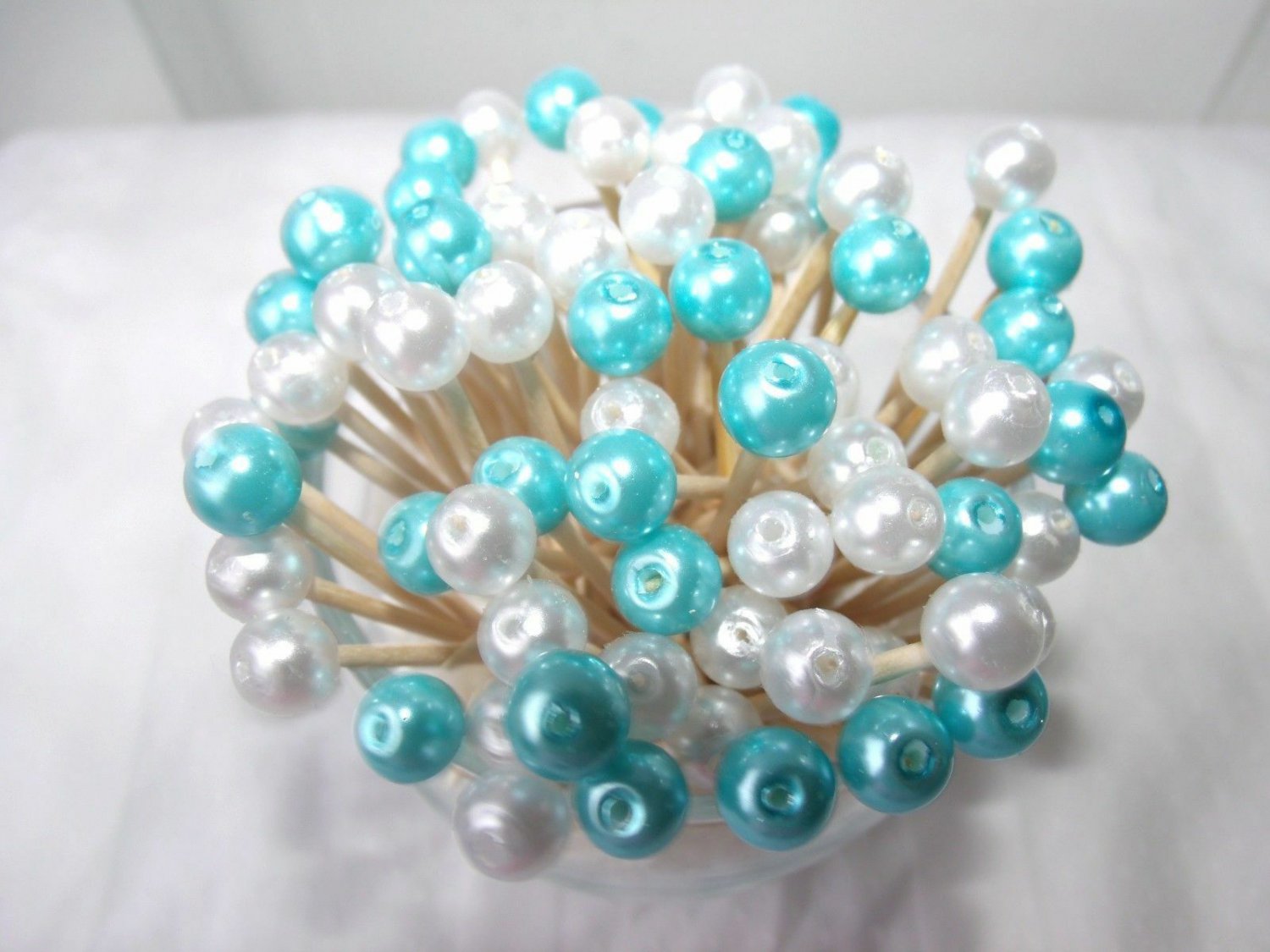 Turquoise Blue Pearl Toothpicks Wedding Christmas Dinner Party Picks