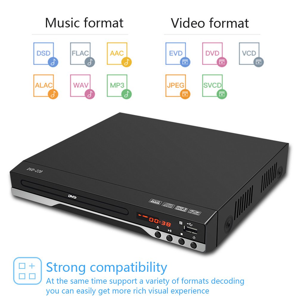 Mini HDMI Portable DVD Player also plays EVDs, CDs and VCDs (Black)