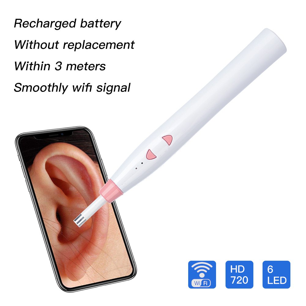 WiFi Endoscope Otoscope Ear Inspection HD Camera (red)