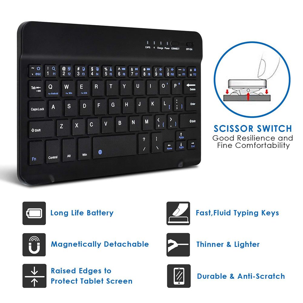 Wireless Bluetooth Keyboard For Tablet Leather Case+OTG+Stylus for 9/10 ...