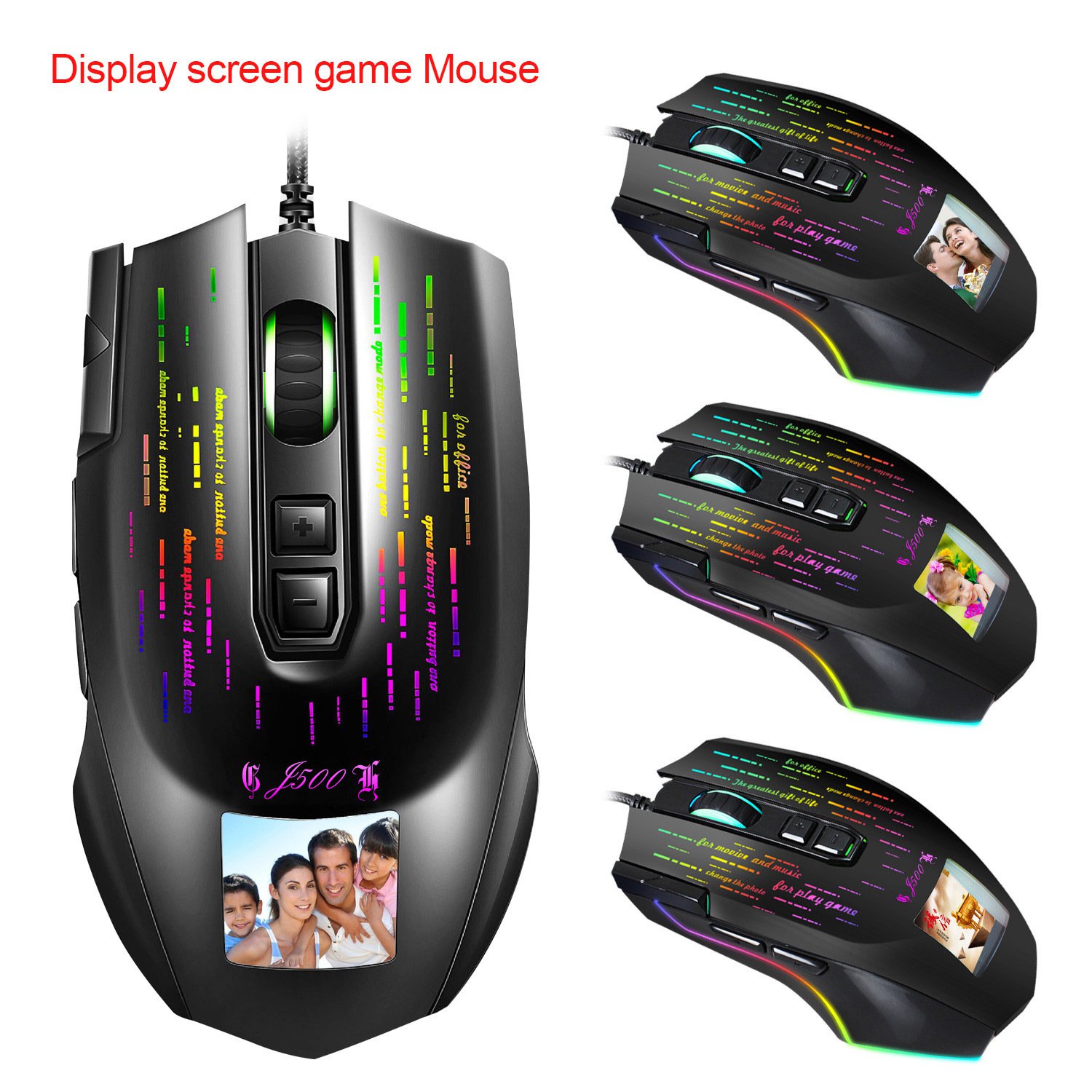 HXSJ J500 Display Wired Macro Programming Gaming Mouse