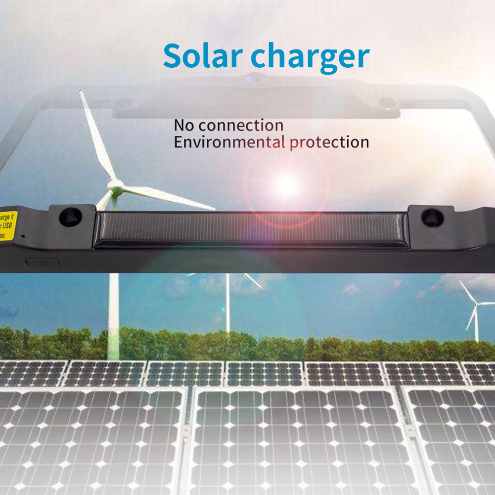 Wireless Solar License Plate Frame +4.3 Inch Display Rear View Camera ...