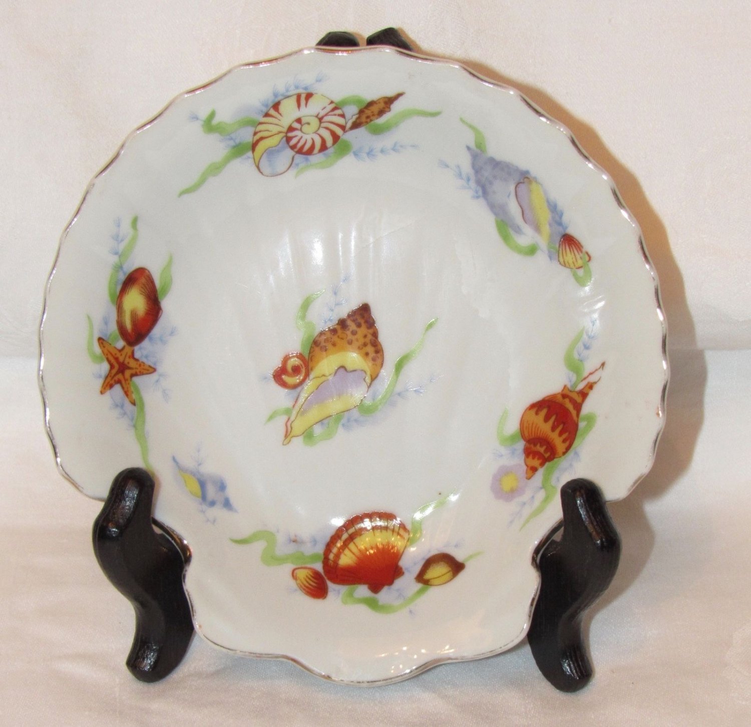 Vintage Fine China Clam Shell Dish - Ben Rickert - Gold Trim