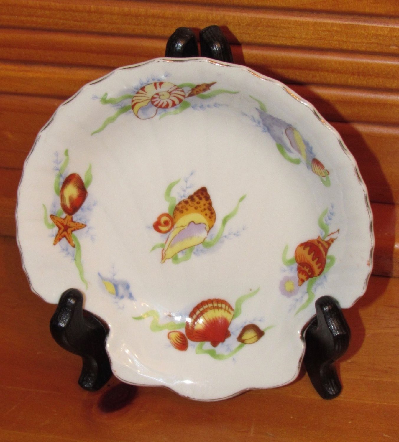 Vintage Fine China Clam Shell Dish - Ben Rickert - Gold Trim
