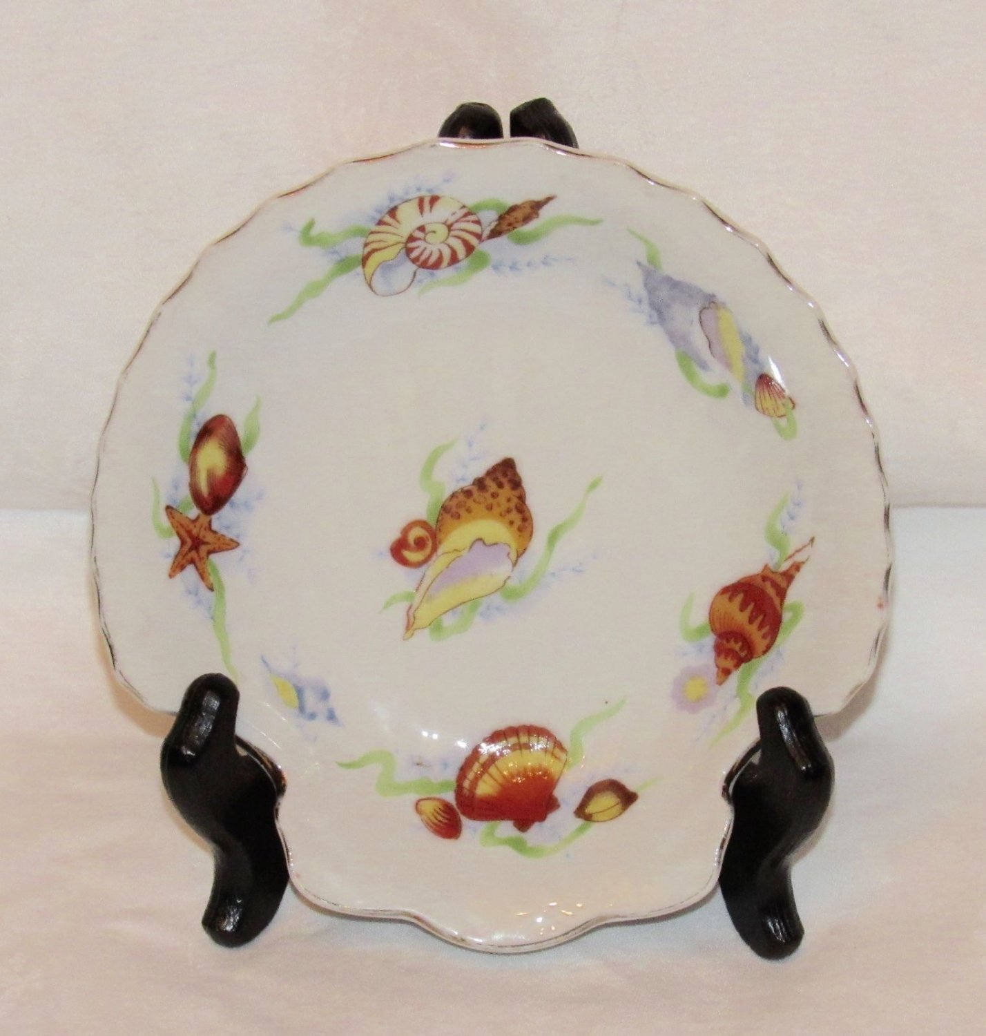 Vintage Fine China Clam Shell Dish - Ben Rickert - Gold Trim