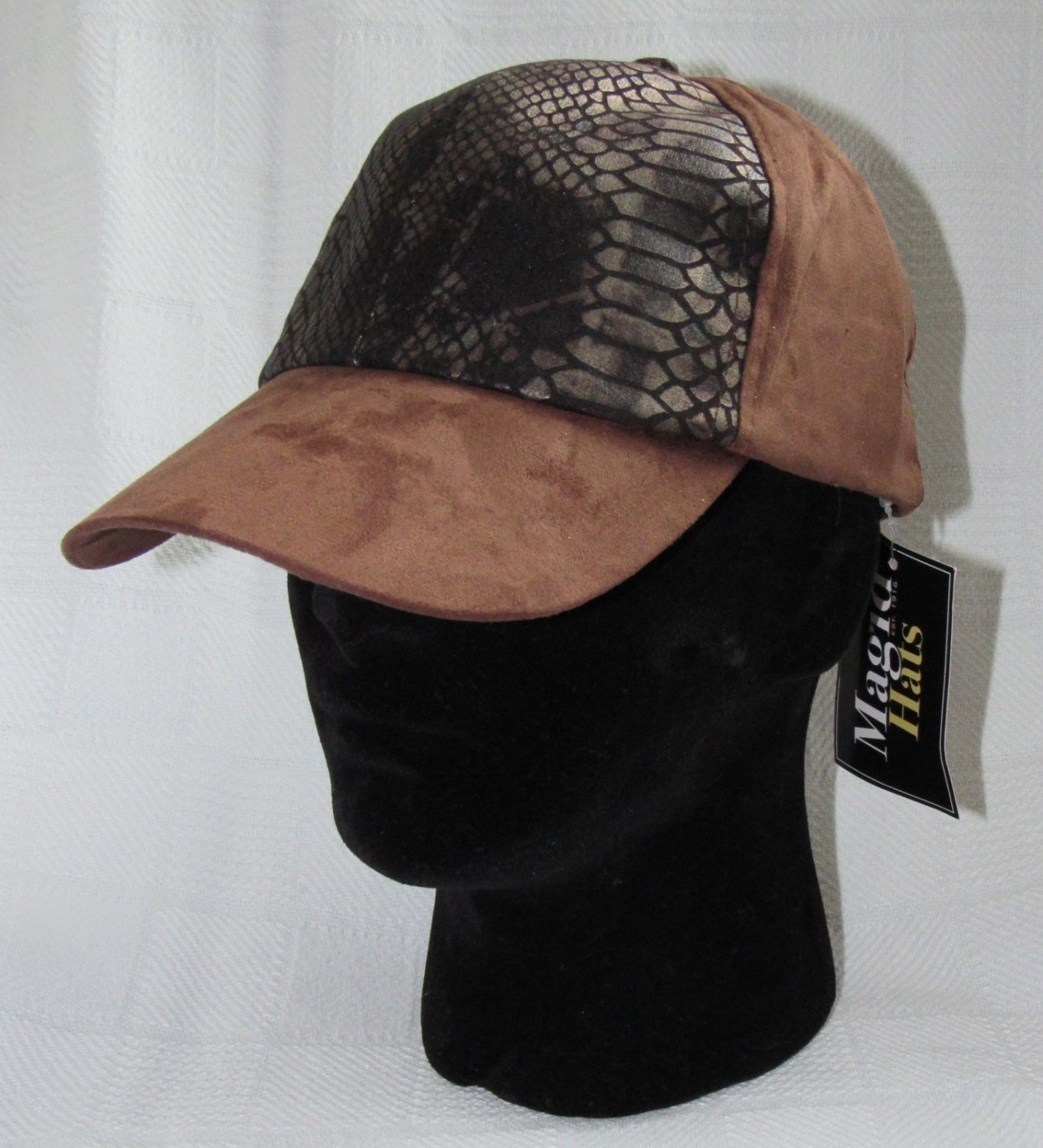 Magid Women's Brown Faux Snake Skin Front Baseball Cap