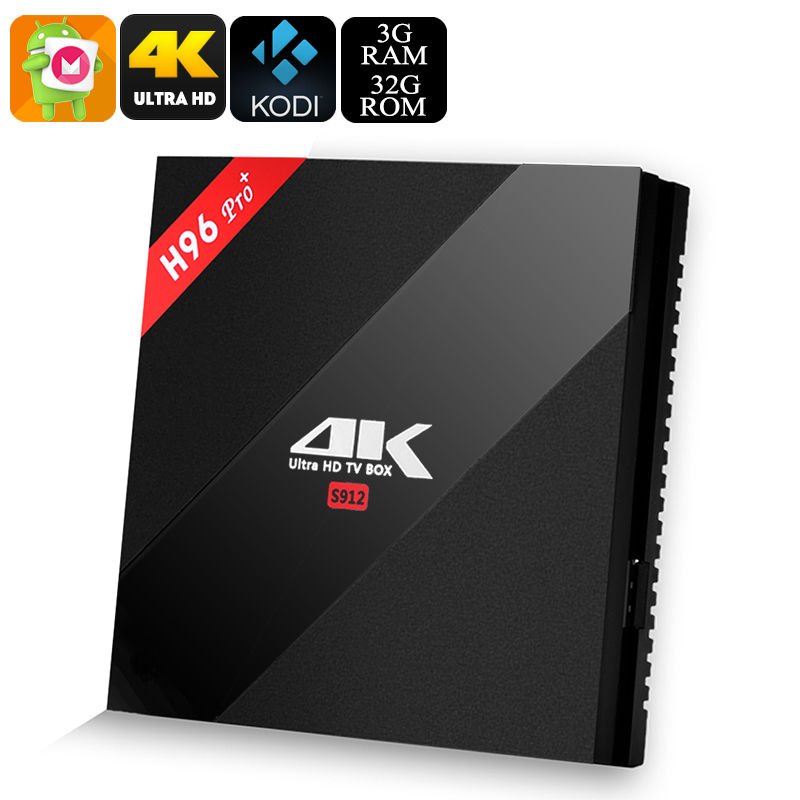 H96 Pro+ Android TV Box - S912 Octa Core CPU, 3GB RAM, Android 6.0, Kodi