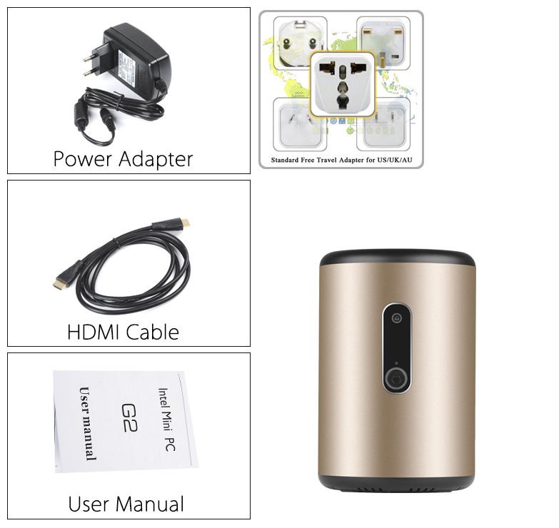 Intel Mini PC "Win Pro G2" - Windows 10, CR Z3735F Quad Core CPU, Wi-Fi