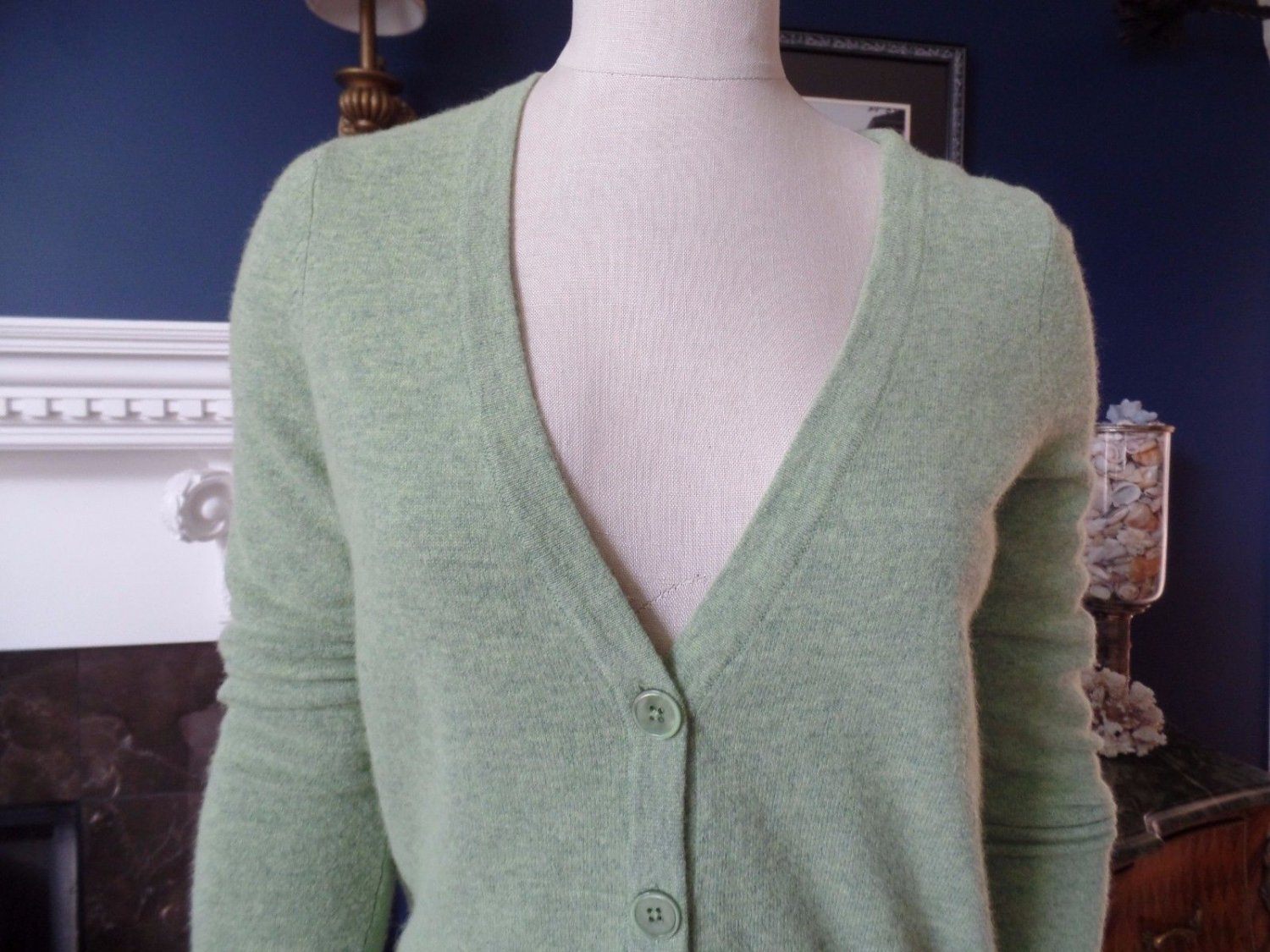 TALBOTS Green Lambwool Blend Cardigan Sweater S