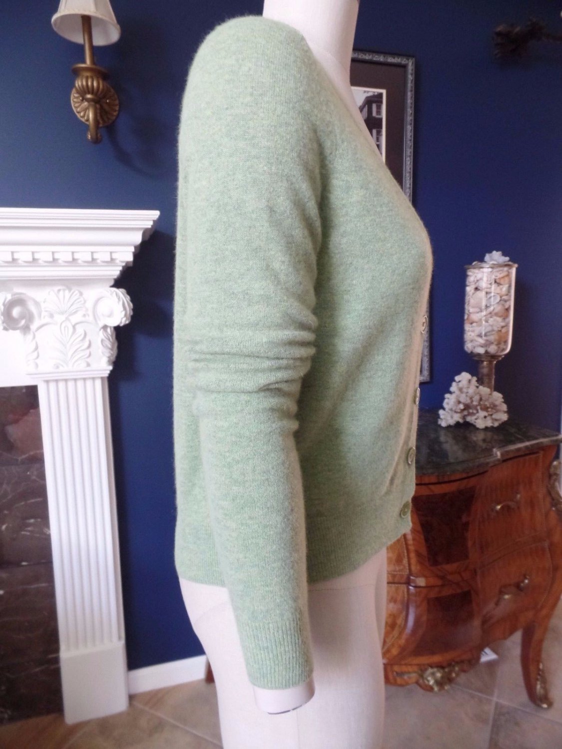 TALBOTS Green Lambwool Blend Cardigan Sweater S
