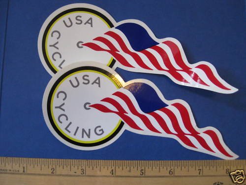 2 USA CYCLING FLAG BIKE BICYCLE FRAME -- STICKER DECAL