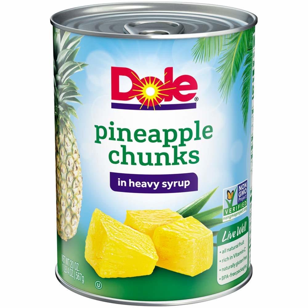 Dole Pineapple Chunks in Heavy Syrup, 20 Ounce Cans (Pack of 12)