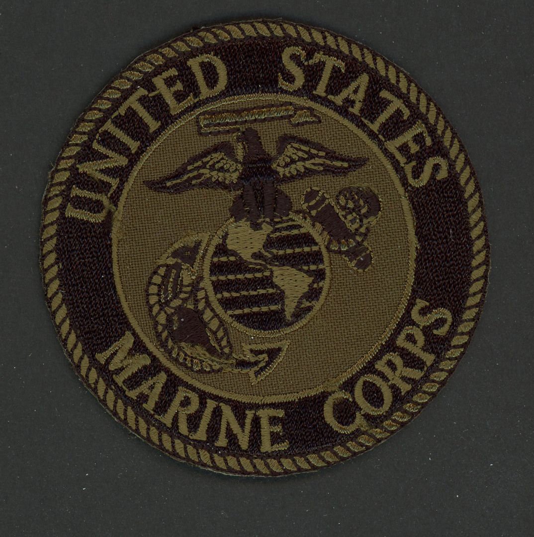 US MARINE CORPS USMC Logo Embroidered Iron On Patch 3" Diameter Subdued